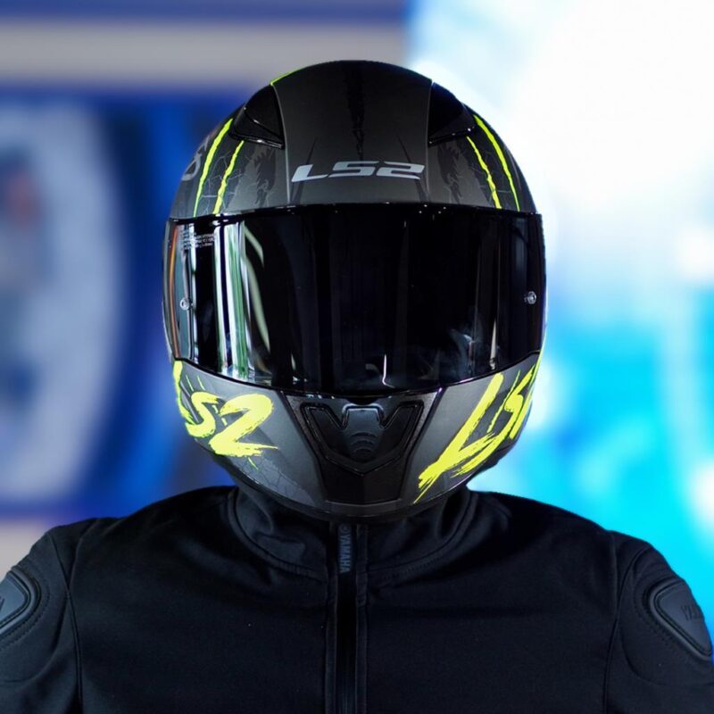 LS2 Rapid 2 Race Raven Mat Siyah-Gri-Neon Sarı Kask ve Şeffaf Vizör ...